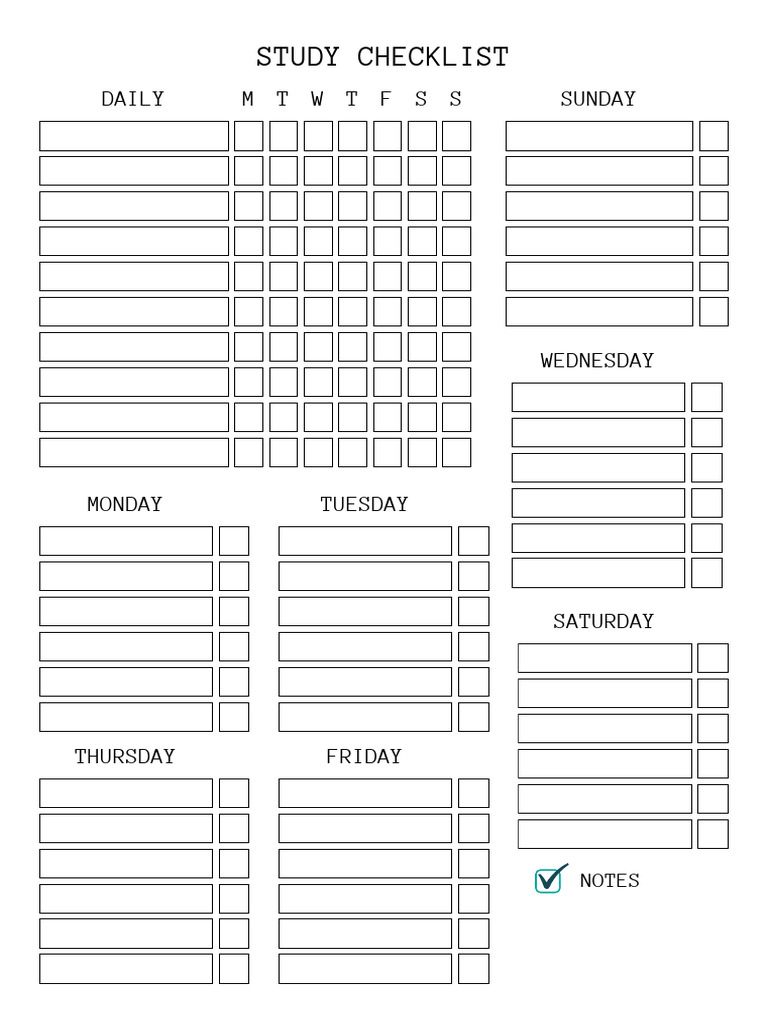 White Simple Minimalist Study Checklist | PDF