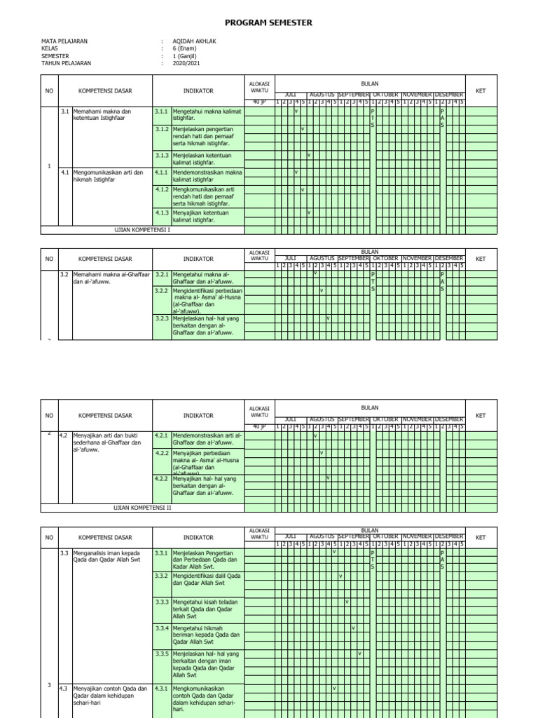 3.Prosem Kelas 6 (Ganjil) 20-21 | PDF