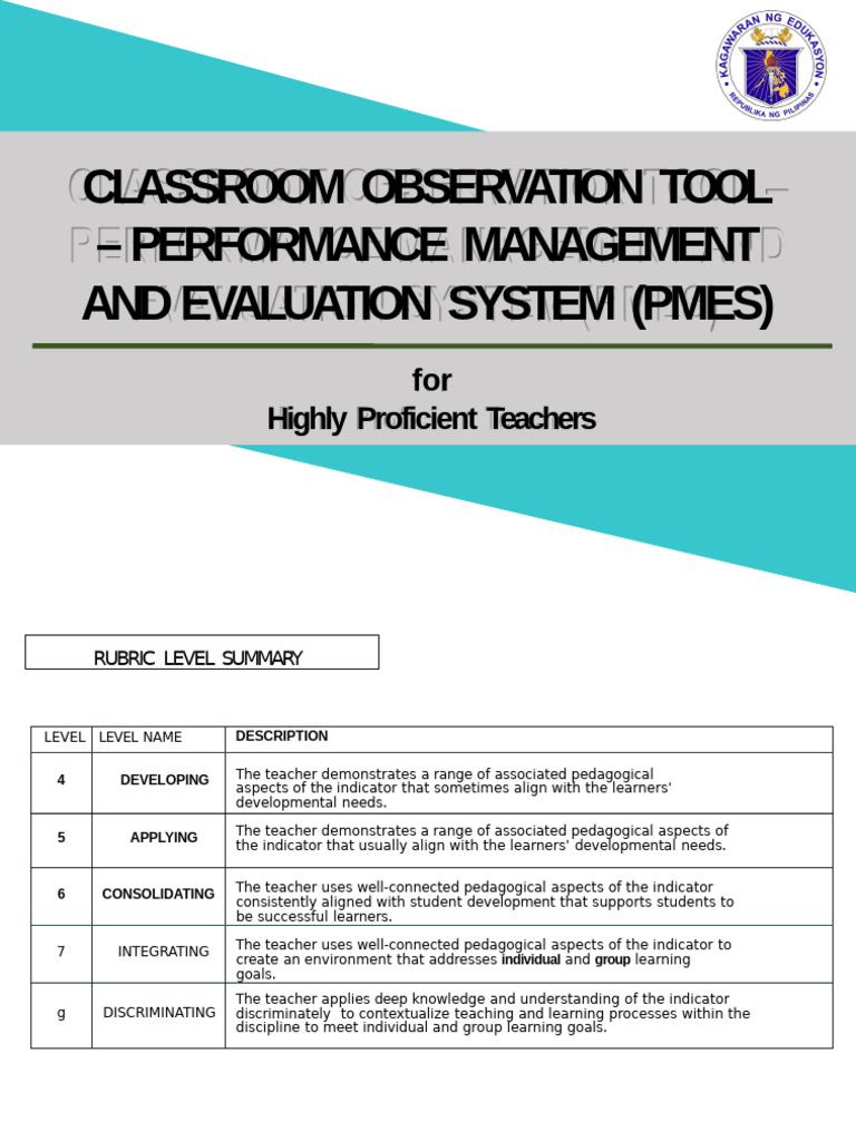 Annex C-2 - COT-Rubric For Highly Proficient Teacher | PDF | Teachers ...