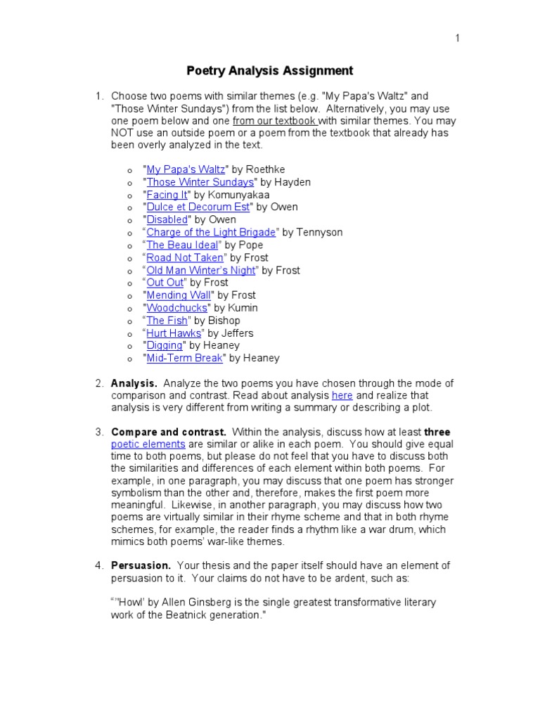 Poetry Analysis Assignment | PDF | Poetry | Citation