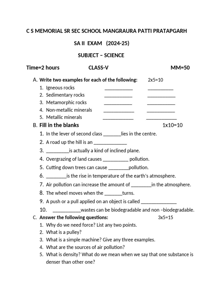 Class 5 Science | PDF