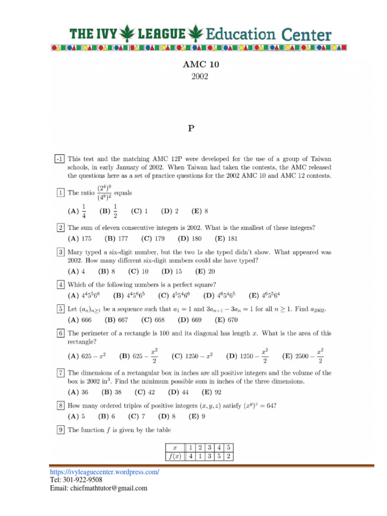 2002 Amc 10p | PDF
