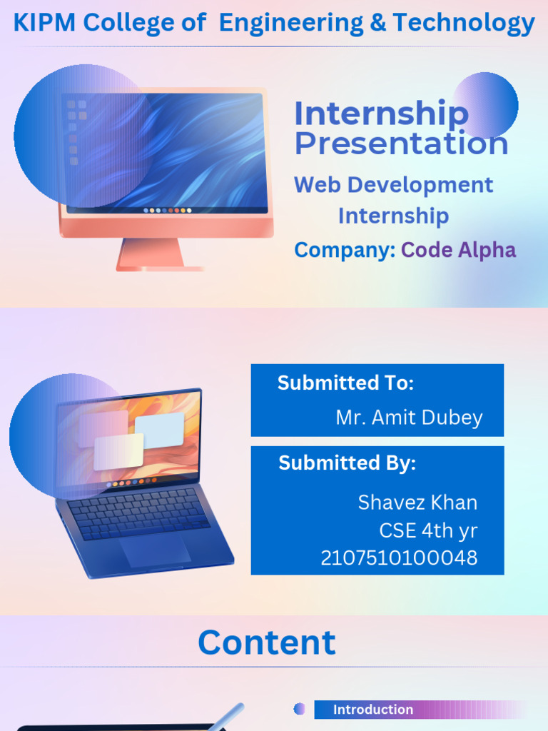 Web Development Internship at Code Alpha | PDF | Web Development | World Wide Web
