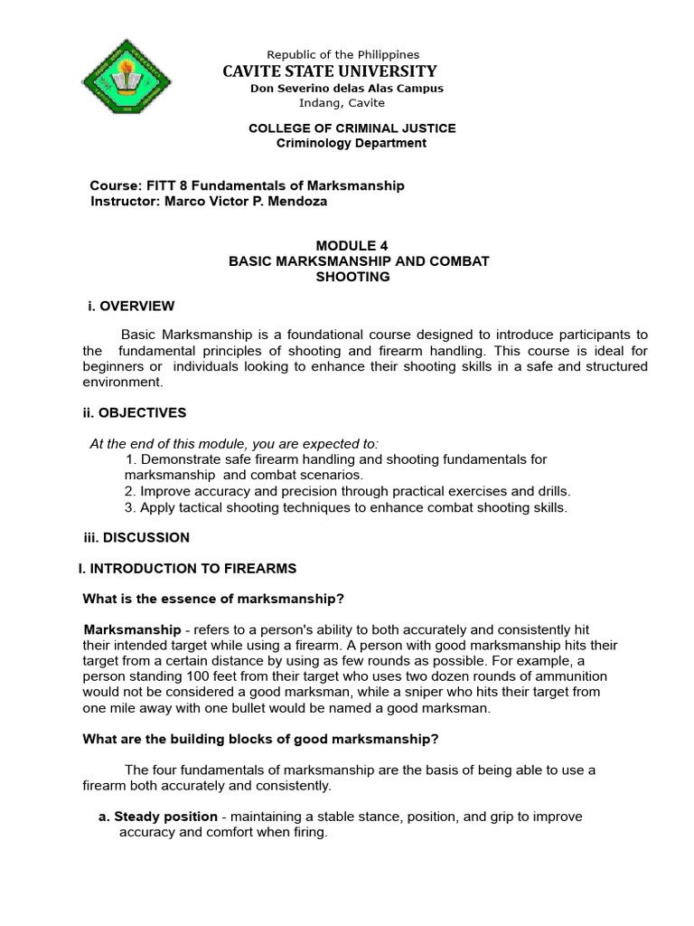 Module 4 Basic Marksmanship and Combat Shooting | PDF | Trigger ...