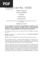 Ra 10028 | PDF | Breast Milk | Breastfeeding