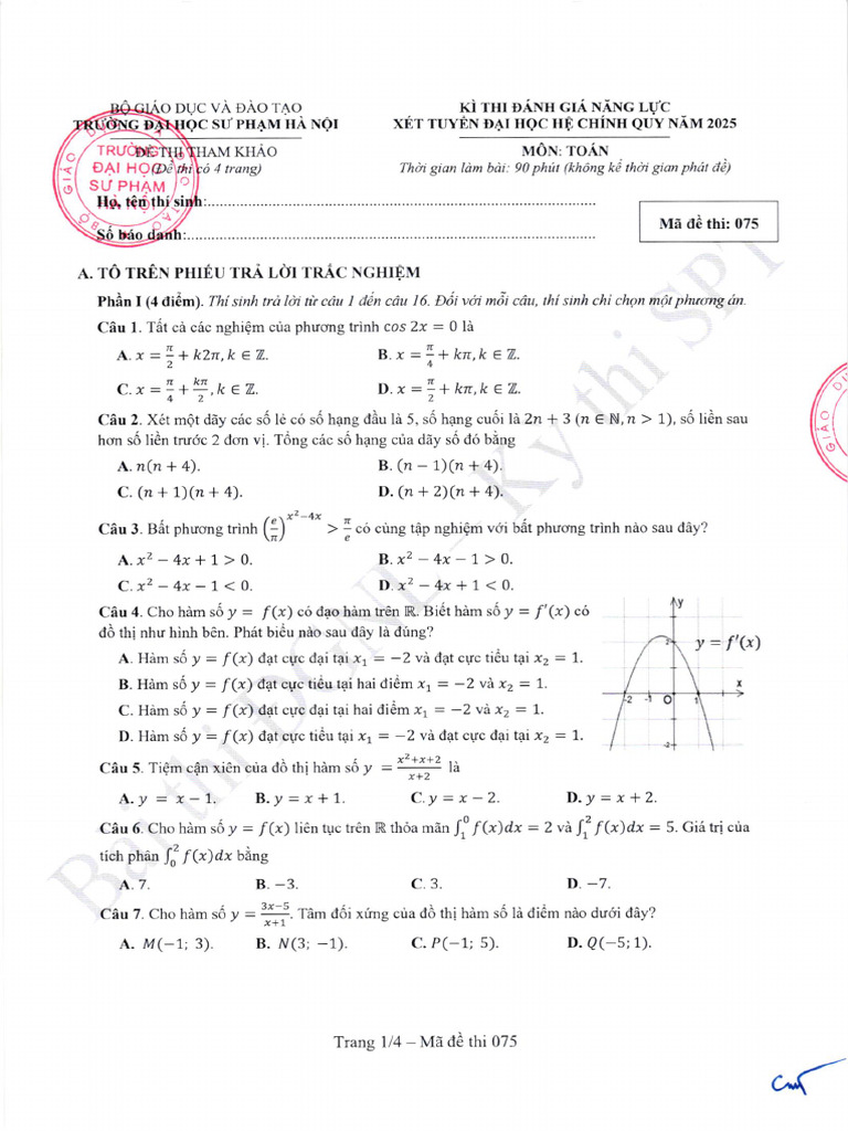 01 de Thi Tham Khao Mon TOAN Ky Thi SPT 2025 | PDF