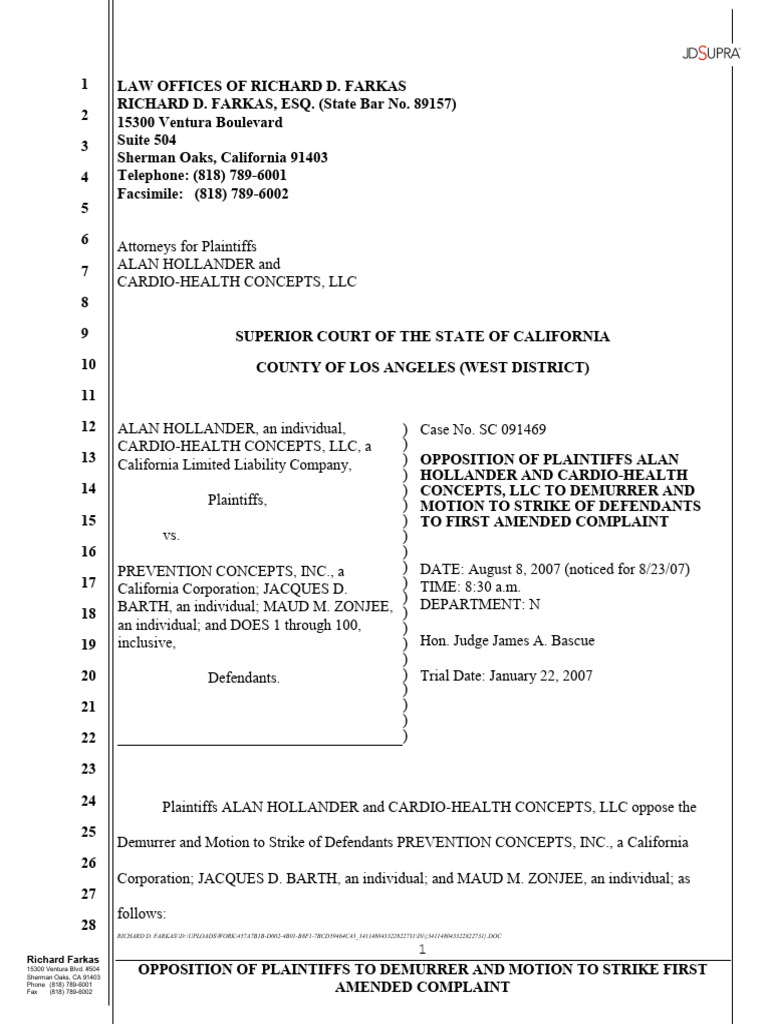 Document Hosted At: Richard Farkas | PDF | Demurrer | Legal Remedy