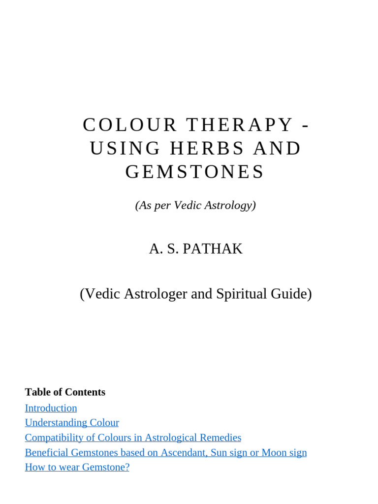 Colour Therapy - Using Herbs and Gemstones As Per Vedic Astrology ...