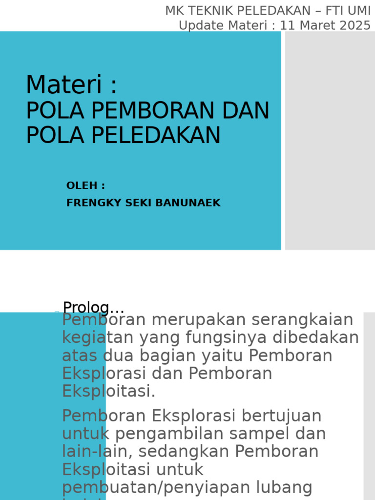 Pola Pemboran dan Peledakan Tambang | PDF
