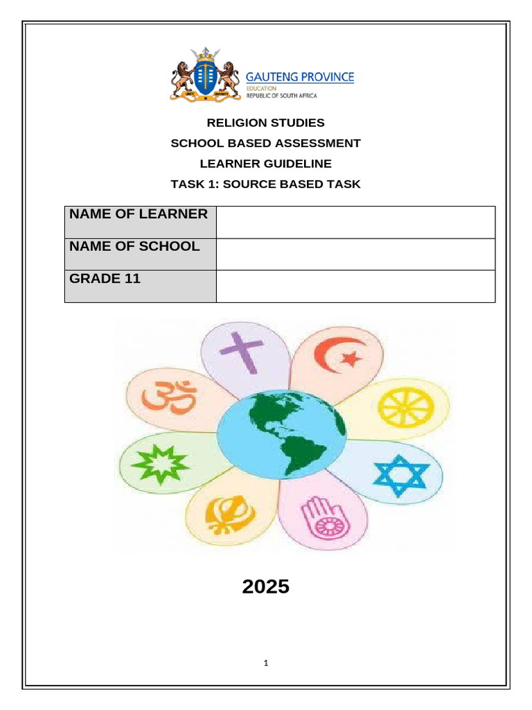 2025 Grade 11 RS Source - Based Task Task LG | PDF | Religious Studies ...