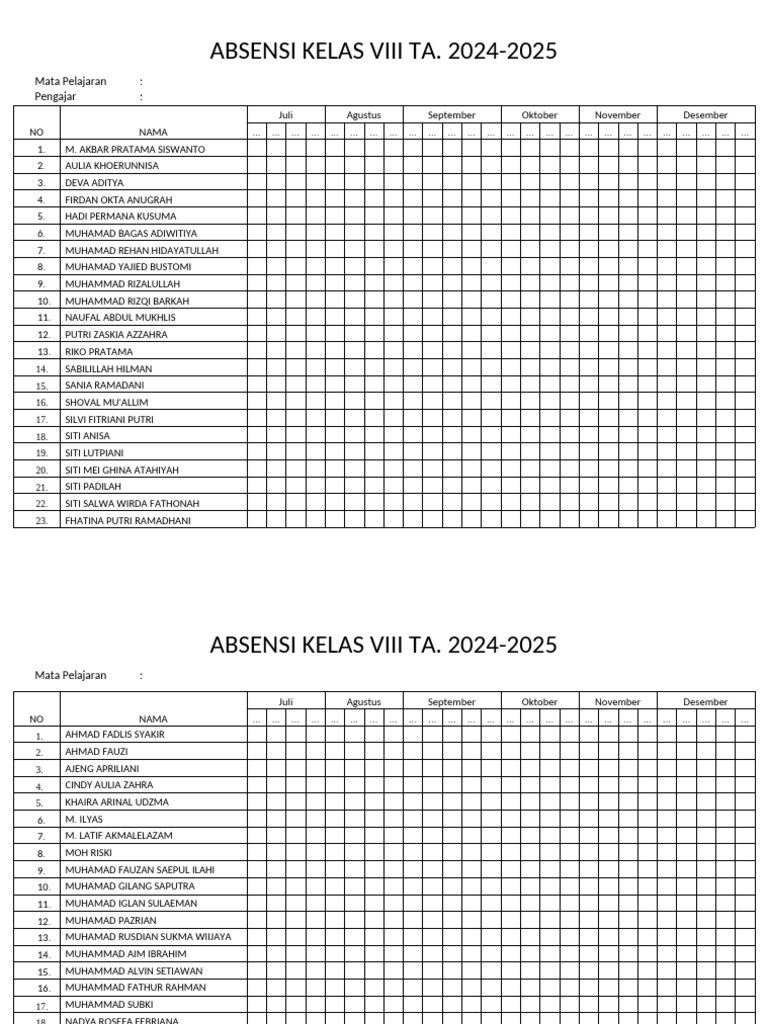 Absensi SMP | PDF