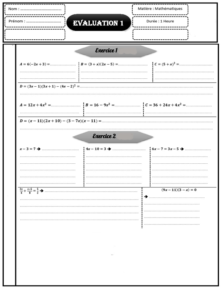 Devoir 1 Modele 4 Mathematiques 2ac Semestre 2 | PDF