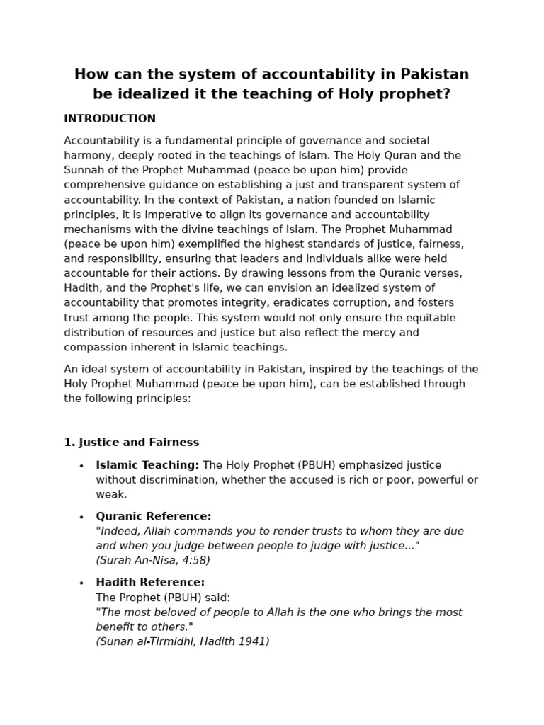Accountability in Islam: Lessons from the Prophet | PDF | Muhammad | Hadith