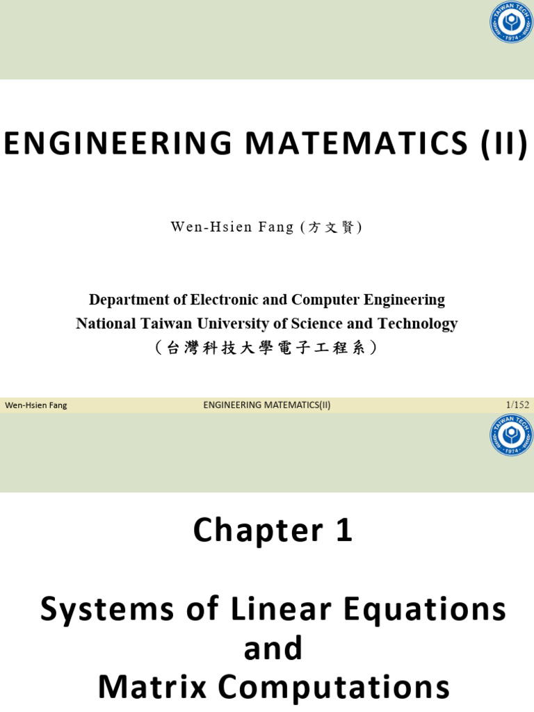 Chapter 1 Systems of Equations and Matrices | PDF | Equations | System ...