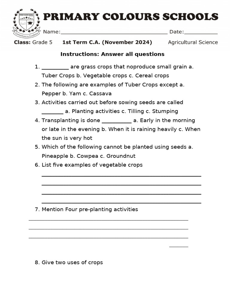 Crop Cultivation Quiz and Guidelines | PDF