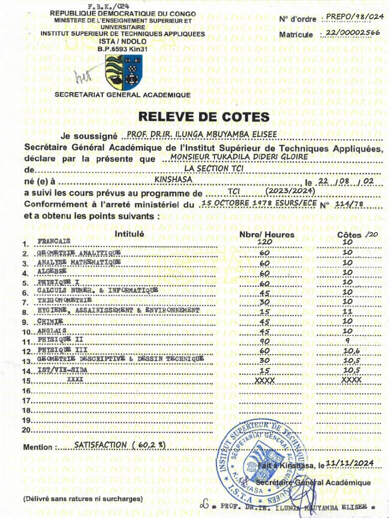 Releve de Cote | PDF