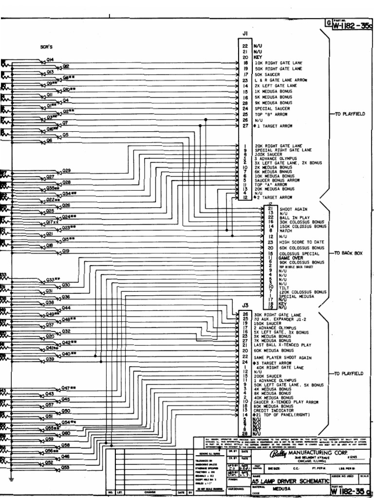 Bally 1981 Medusa Lamps Schematic | PDF
