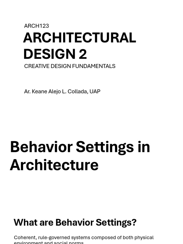 Design 2 - Behavior Settings | PDF | Classroom | Psychology