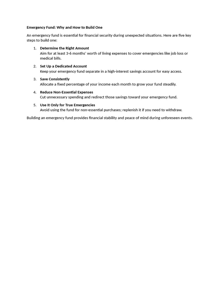 Emergency Fund | PDF