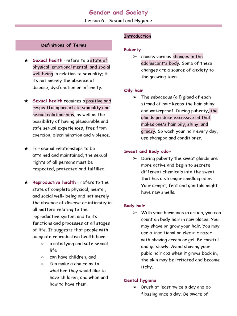 Adolescent Sexual Health and Hygiene Guide | PDF | Adolescence | Human ...