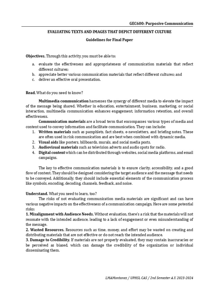 GEC600 FINAL PAPER GUIDELINES (1) | PDF | Communication | Multimedia