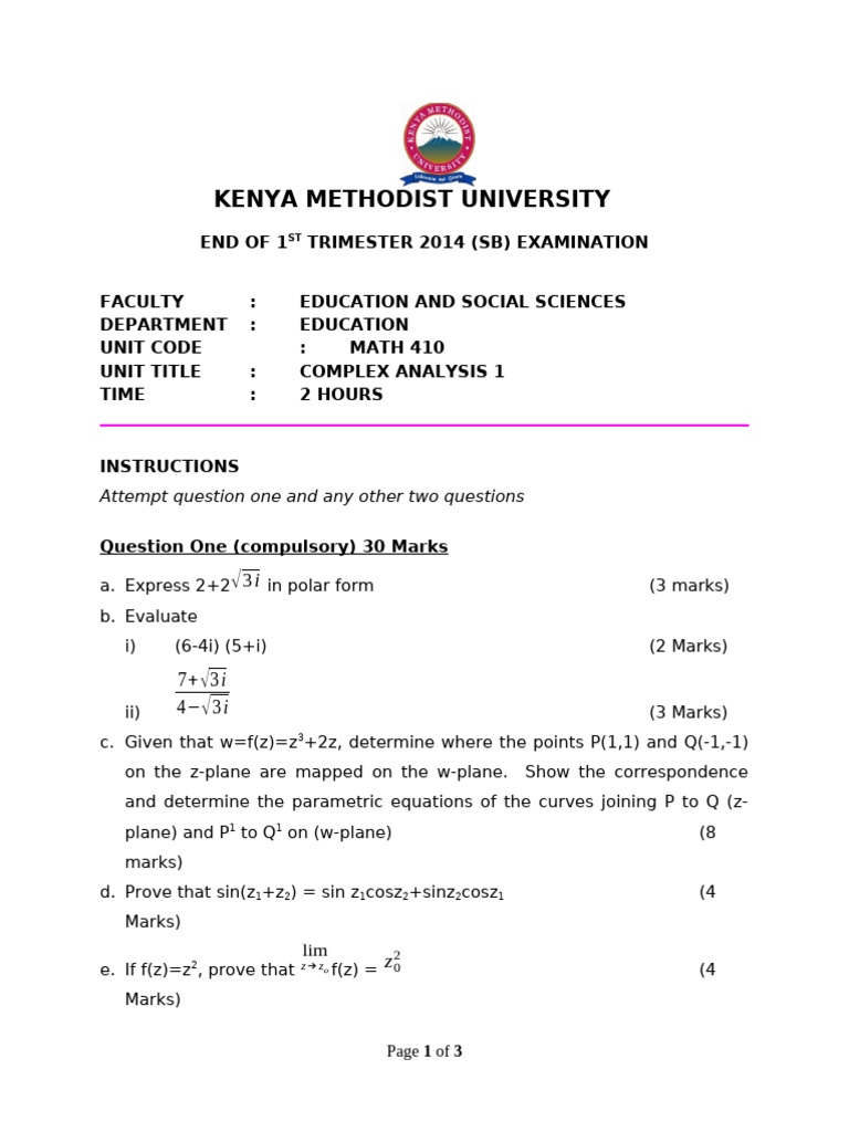 Math 410 - Complex Analysis i | PDF | Differential Geometry | Geometry