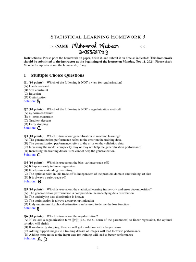 Muhammad Mubeen HW3 | PDF