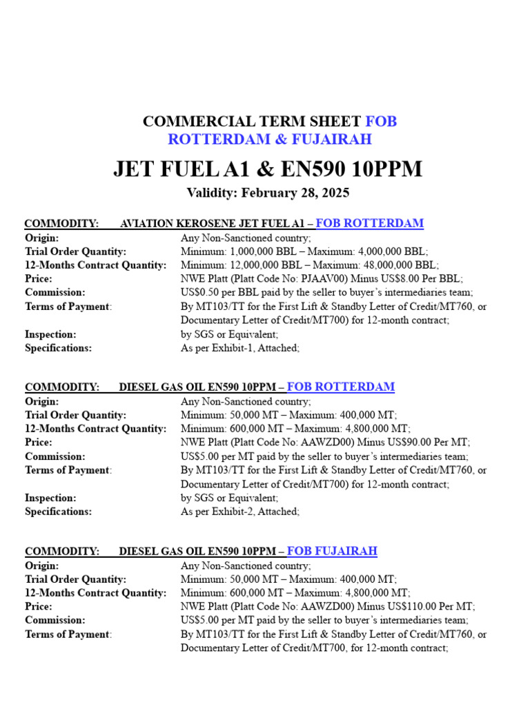 CTS-FOB-JetA1-EN590-28FEB25-FOB-ROTT-FUJ - 1 | PDF | Diesel Fuel