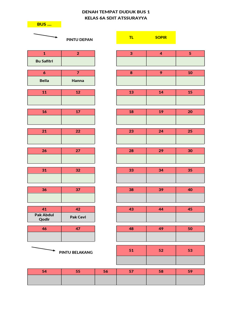 DENAH TEMPAT DUDUK BUS 1 | PDF
