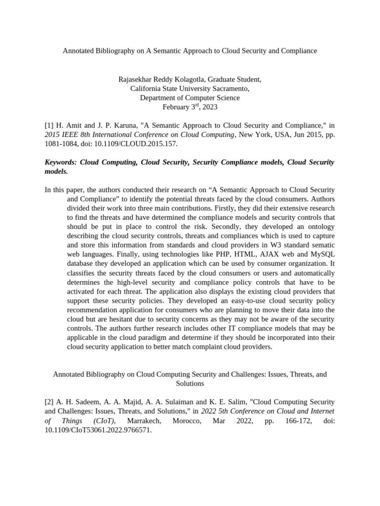 1st&2nd Annotated Bibliographies | PDF | Cloud Computing | Computer Security
