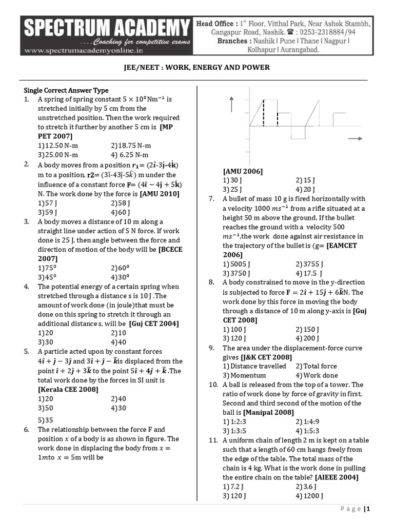 Work Energy and Power | PDF | Force | Kinetic Energy
