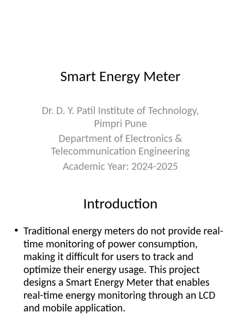 Smart Energy Meter Project Overview | PDF