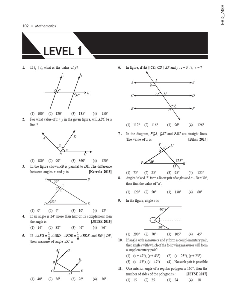Lines and Angles Problem Set | PDF | Angle | Classical Geometry