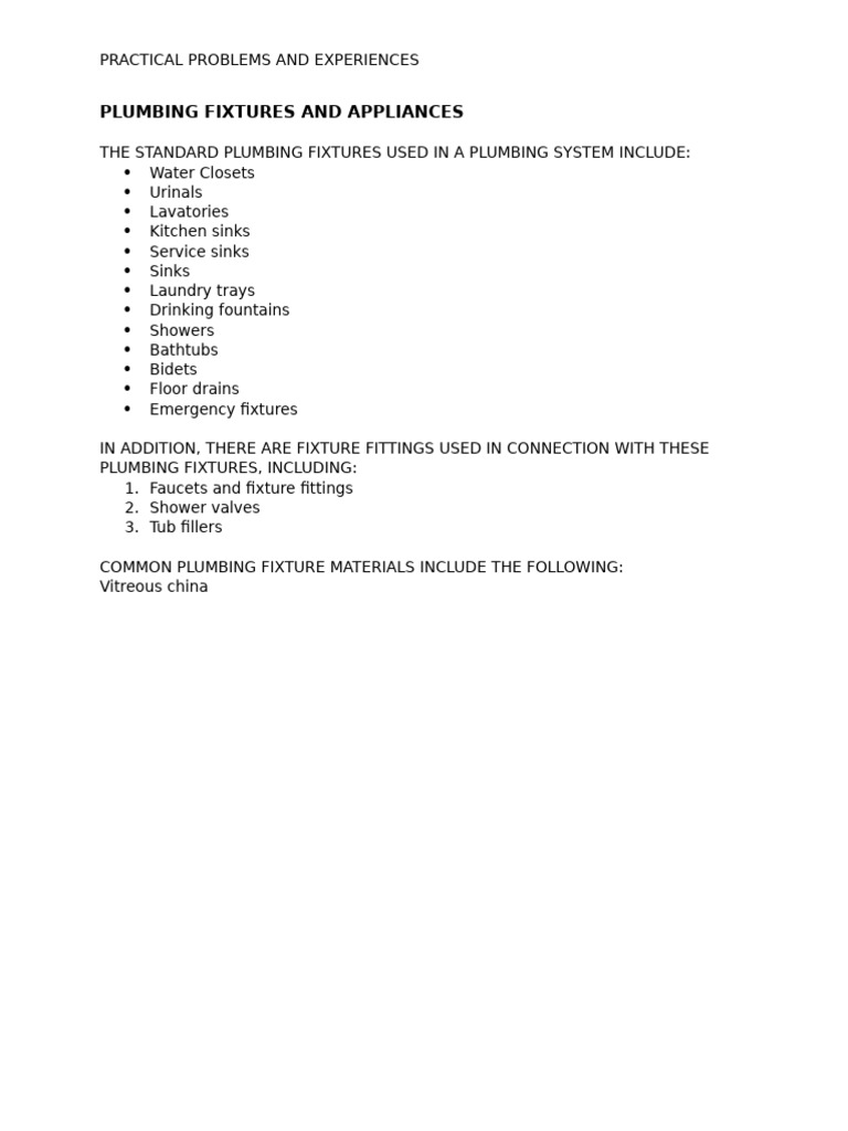 Plumbing Fixtures and Appliances Guide | PDF