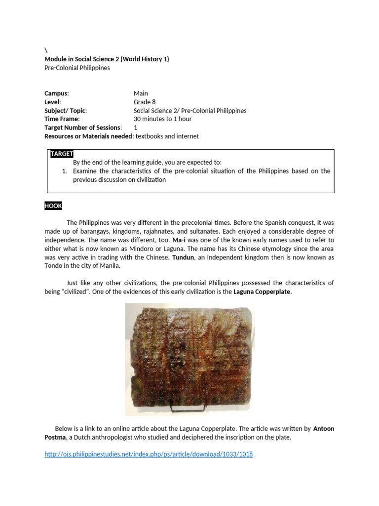 Pre-Colonial Philippines Overview for Grade 8 | PDF | Philippines