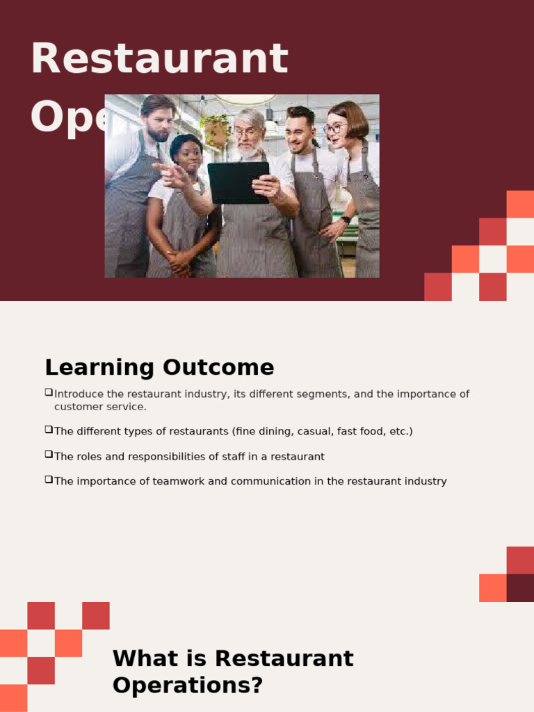 Restaurant Opts Lesson 1 | PDF | Restaurants | Menu