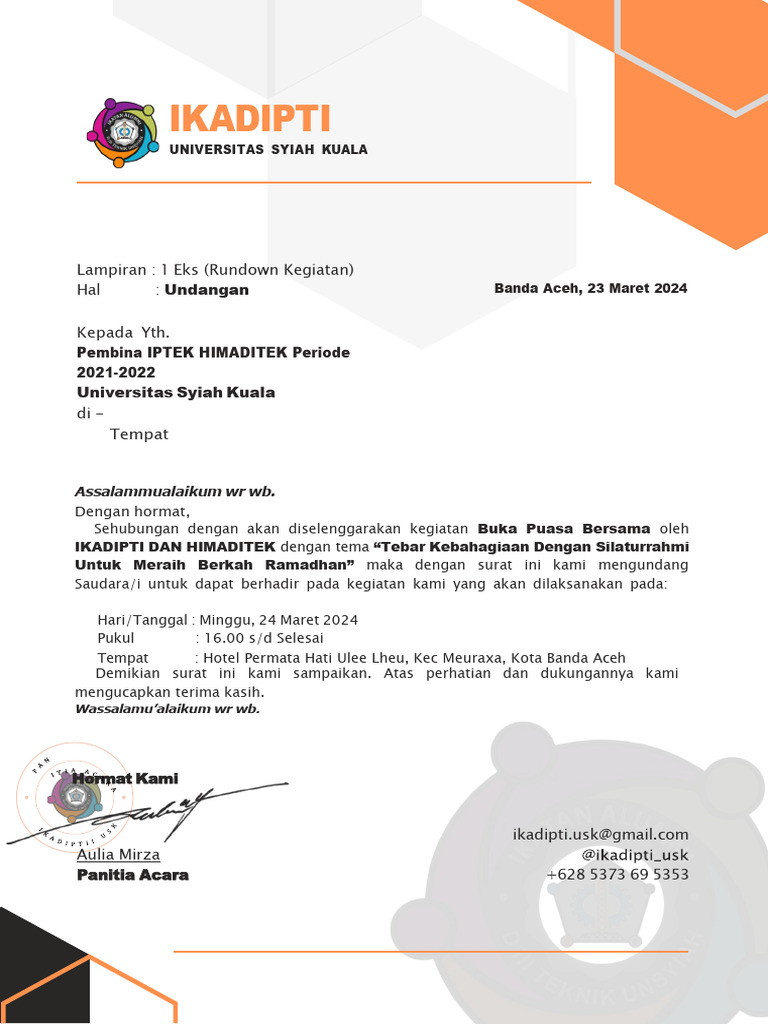 UNDANGAN Pembina Iptek Buk Cut Mutiawati | PDF