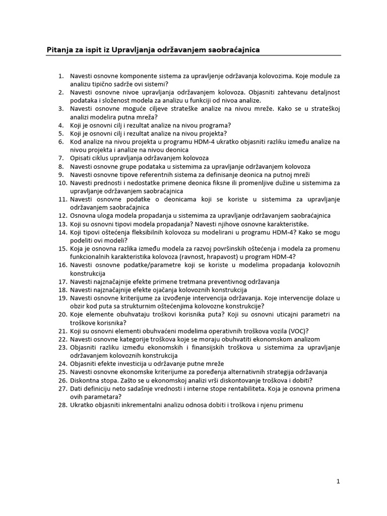 Pitanja Za Ispit | PDF