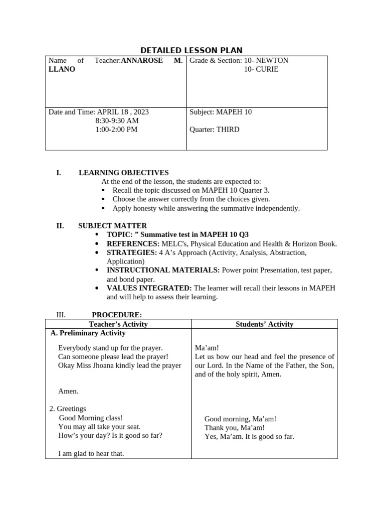 DLP (SUMMATIVE MAPEH 1O) RESCO MJ | PDF | Global Health