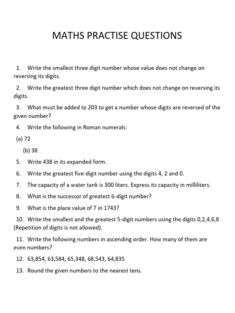Maths Practise Questions | PDF