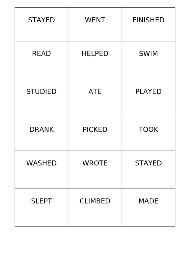 Bingo Past Simple To Be Worked in Pairs | PDF
