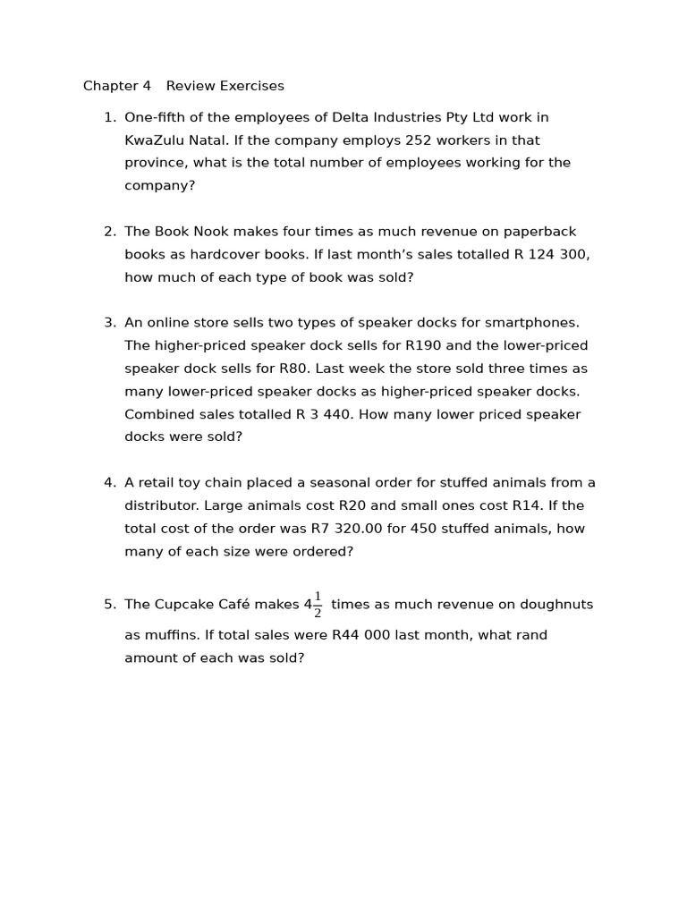 Chapter 4 Review Exercises bus maths | PDF