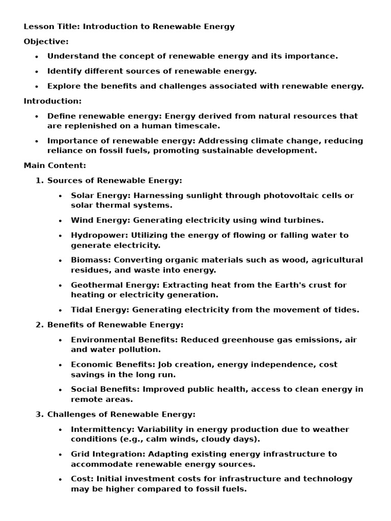 Introduction To Renewable Energy | PDF | Renewable Energy | Energy ...