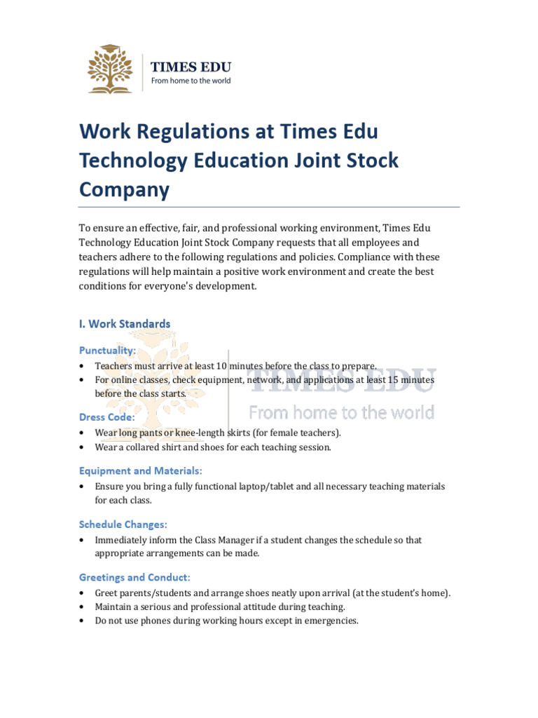 (TE) Work Regulations | PDF | Teachers