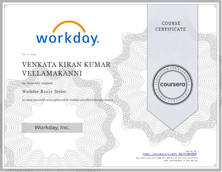 Workday in Basic Series Certificate | PDF