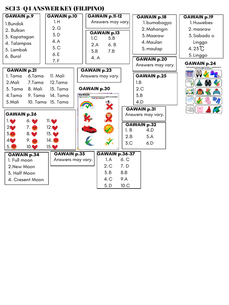 ANSWER KEY SCI 3 Q4 v. Fil | PDF