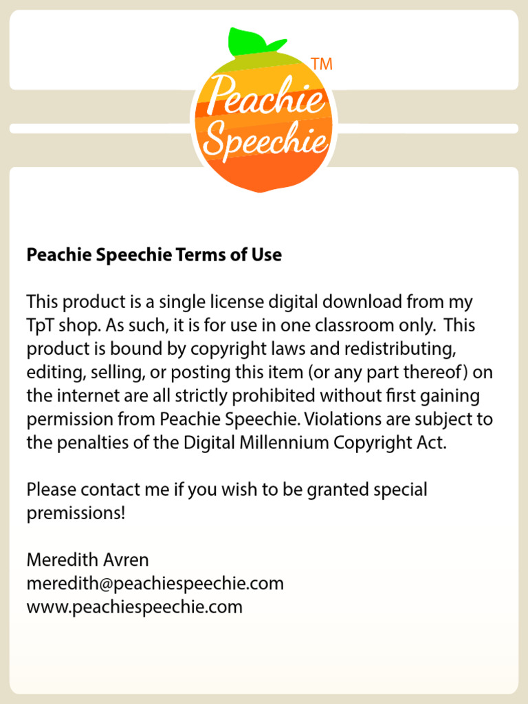 Terms of Use_Peachie Speechie | PDF