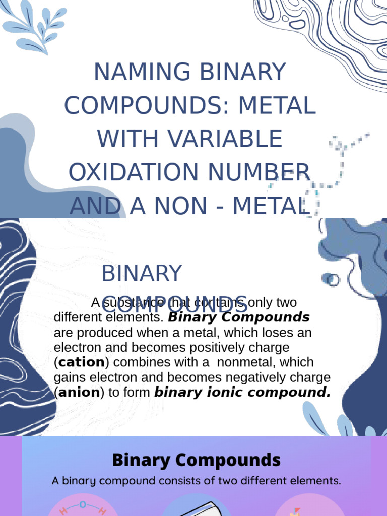Naming Binary Compounds Metal With Variable | PDF