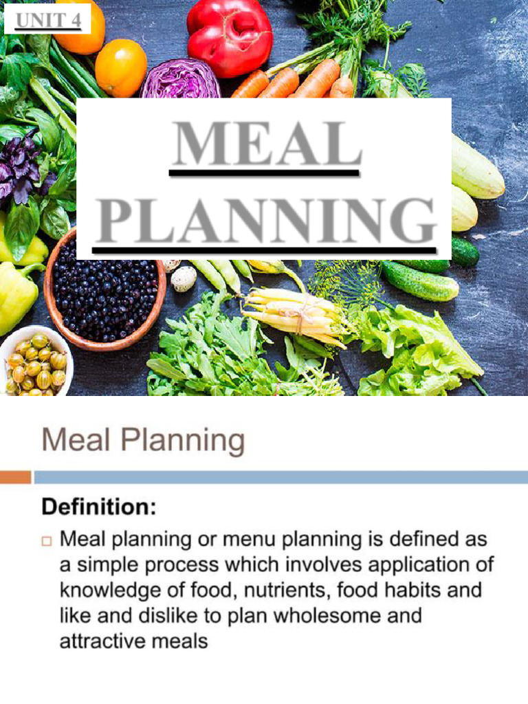 Unit 4 Meal Planning | PDF
