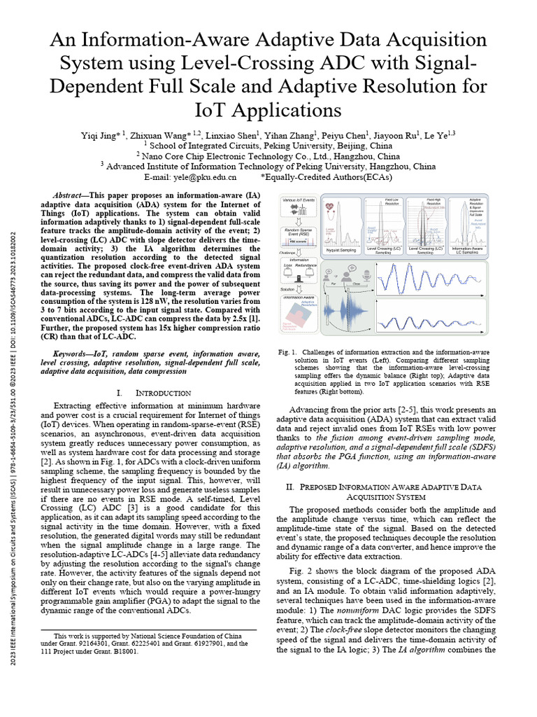 An Information-Aware Adaptive Data Acquisition System Using Level-Crossing ADC With Signal ...